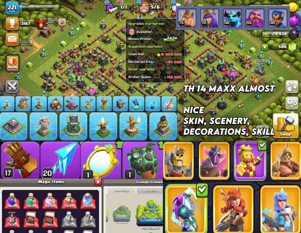 TH 14 Almost MaxㅤBuilders 6ㅤ75-76-50-55-30 TH14 Green Walls ㅤEPIC ...
