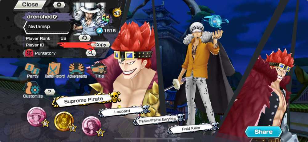 [2249] 6 EX / Lucci + Roger Dark + Kid And Law + Luffy G5 + Zoro ...
