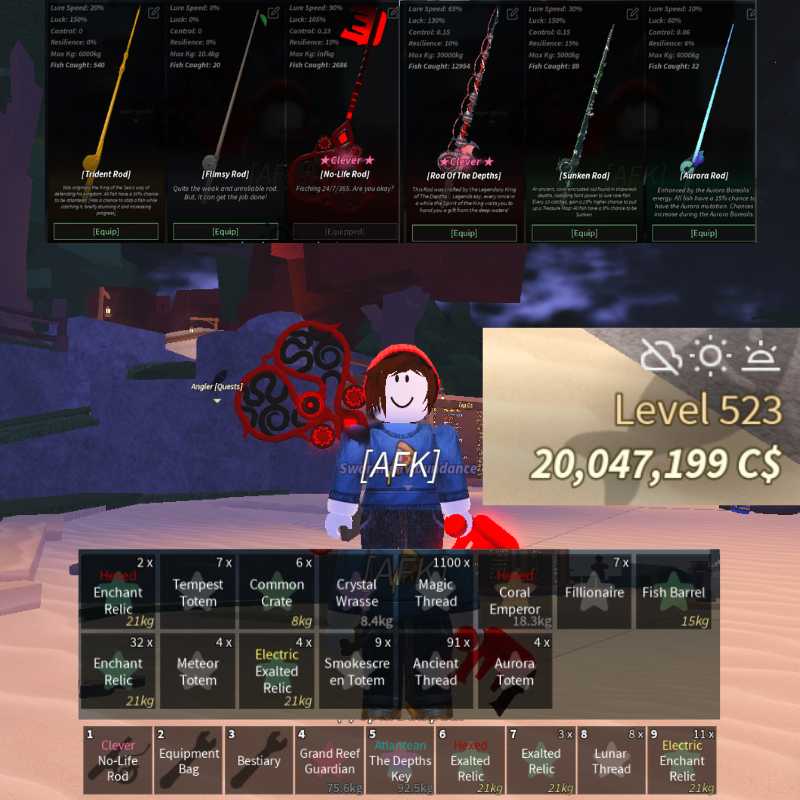 ID55_Fisch | Level 523- 20m C$ | No-Life Rod , Rod of the Depths ...