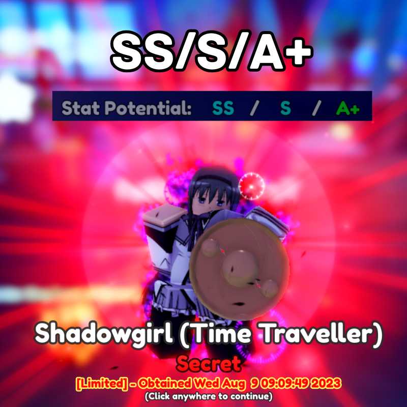 A397Shadowgirl / Homura Evo SS/S/A+ - Anime Adventures - Instant Delivery