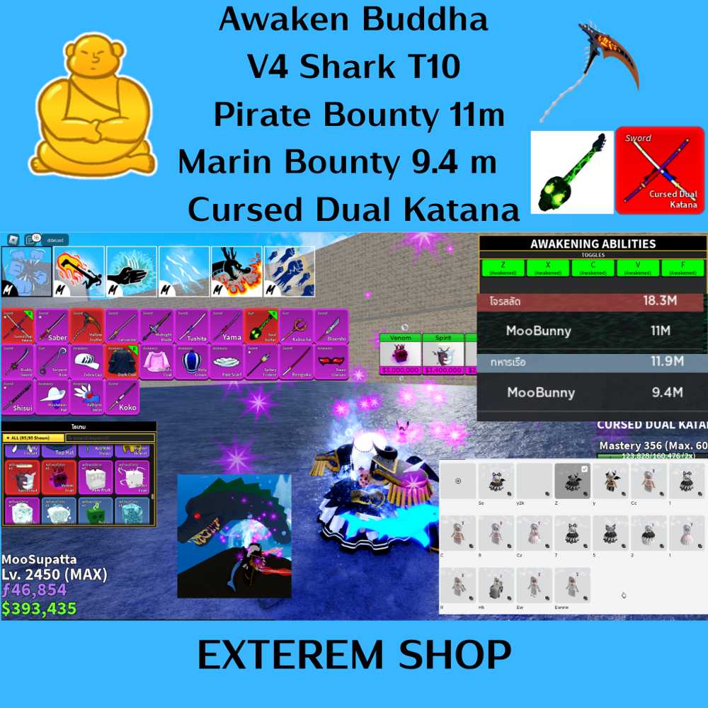 Blox Fruit Account Lv:2450Max | V4 Shark T10 - Pirate Bounty 11 M ...