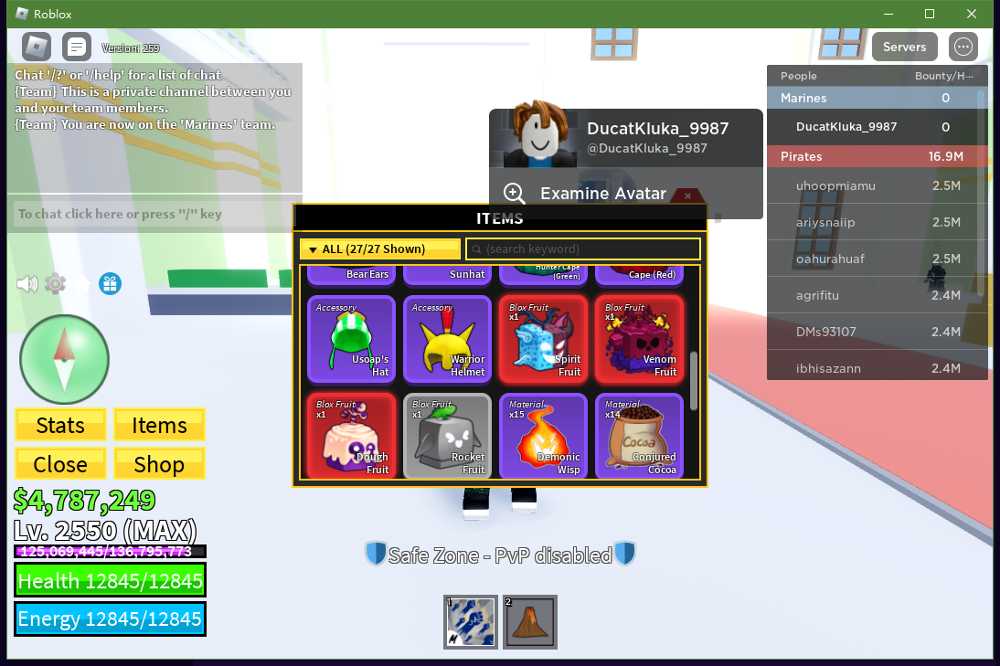 Blox Fruits Dough Fruit Inventory+2550