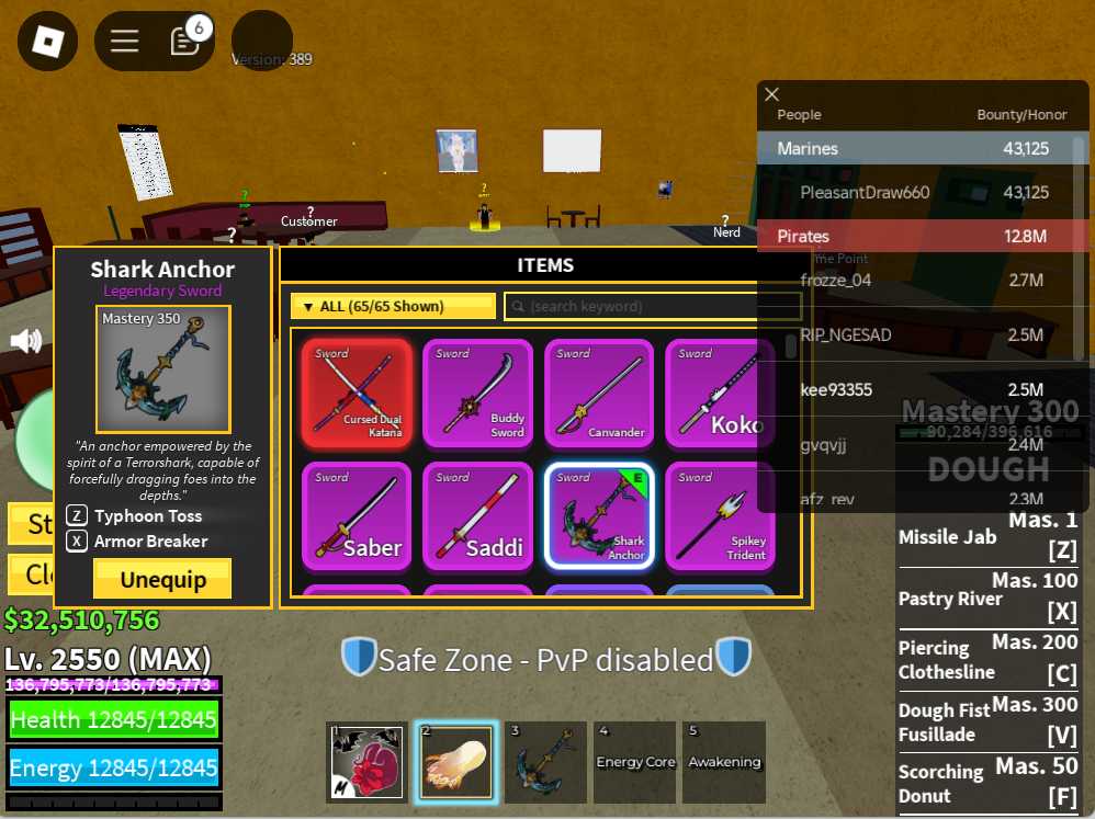 Blox Fruit Beli 32M+ Fragment 35k+ Level 2550 Race Cyborg V4 T10 Full ...