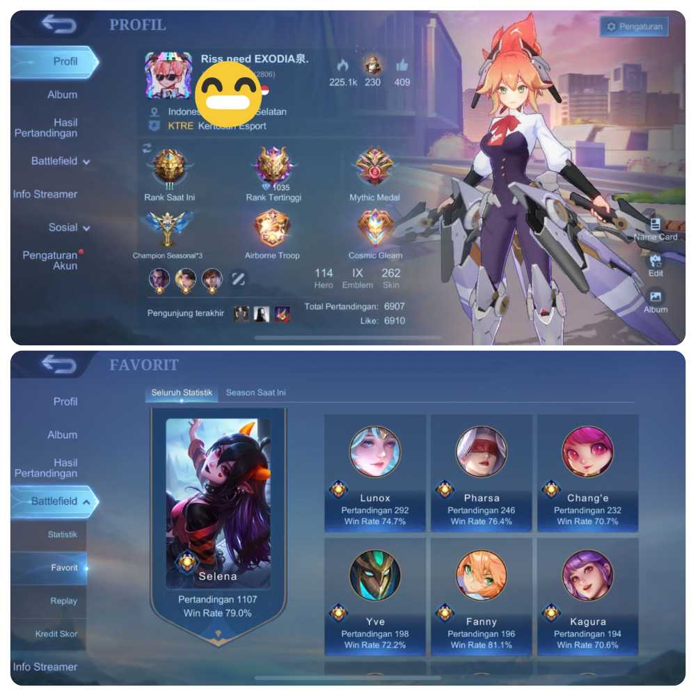 High win rate. 262 Skins. Legend Gusion. KOF Gusion. Fanny Aspirant ...