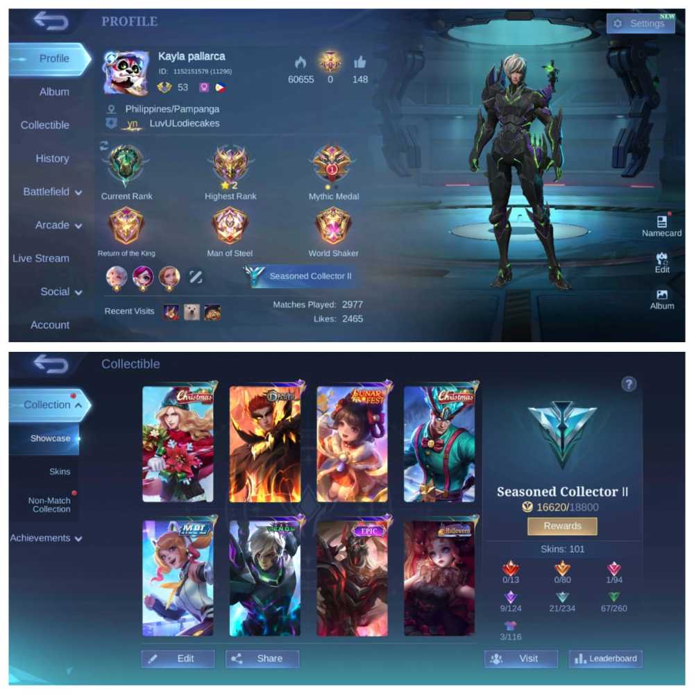 ML39 HERO 54 SKINS 101 COLLECTOR NATA VENOM GUSION LUNAR FEST CHANGE DRAGON TAMER VALIR EPIC 5 ...