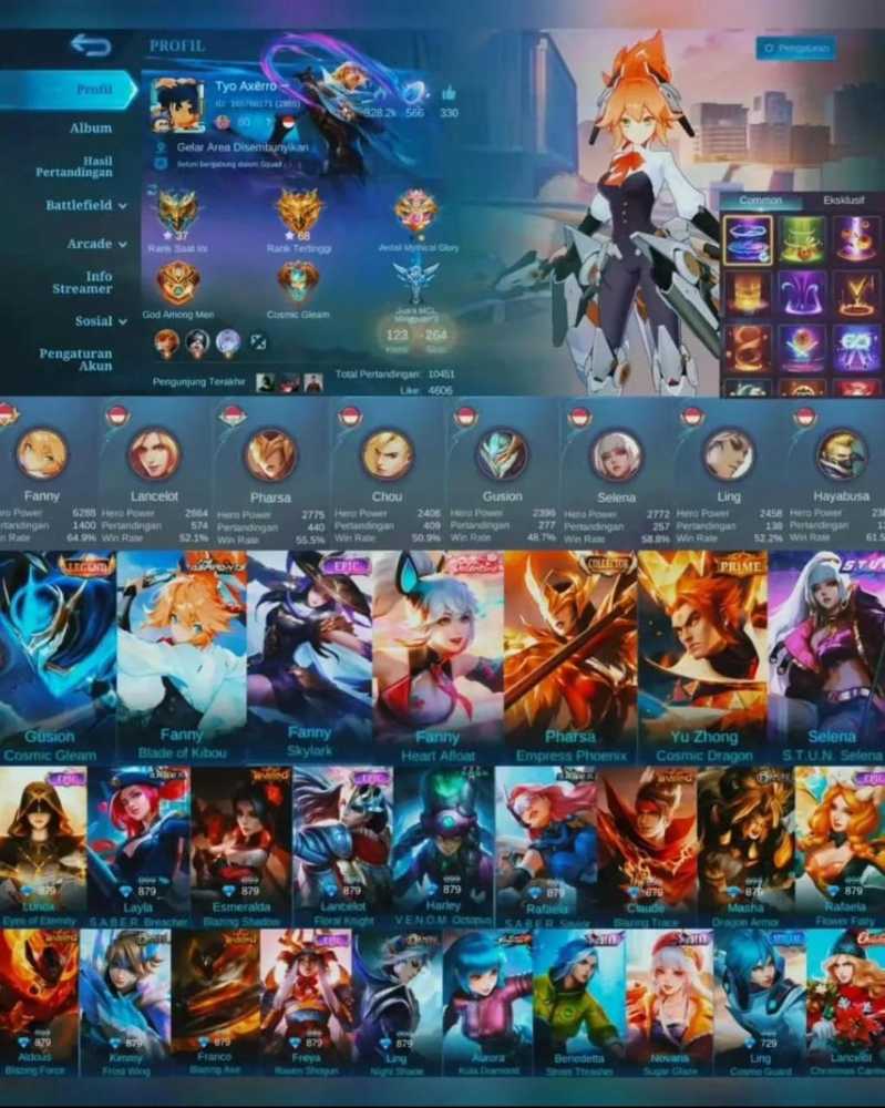 264 Skins. 1 Legend. 1 Collector. Fanny Aspirant