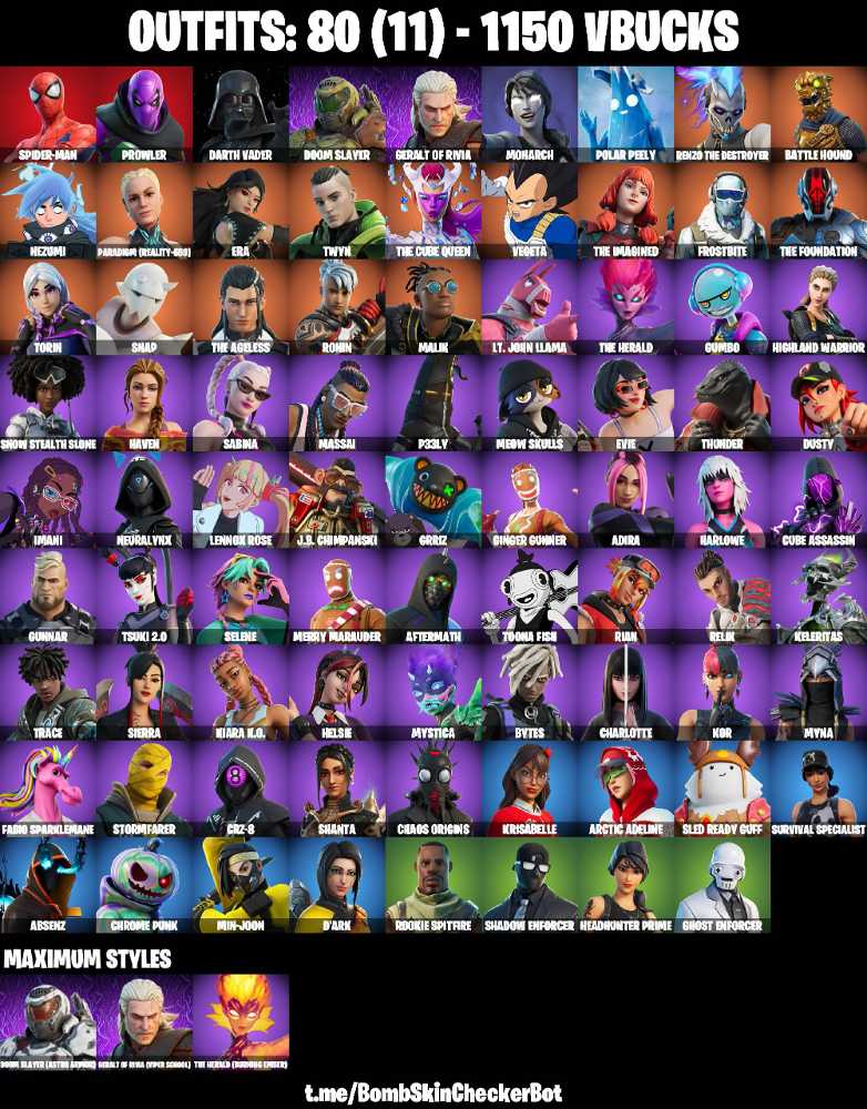 80 SKINS - DARTH VADER - KELERITAS - P33LY - BATTLE HOUND - VEGETA ...