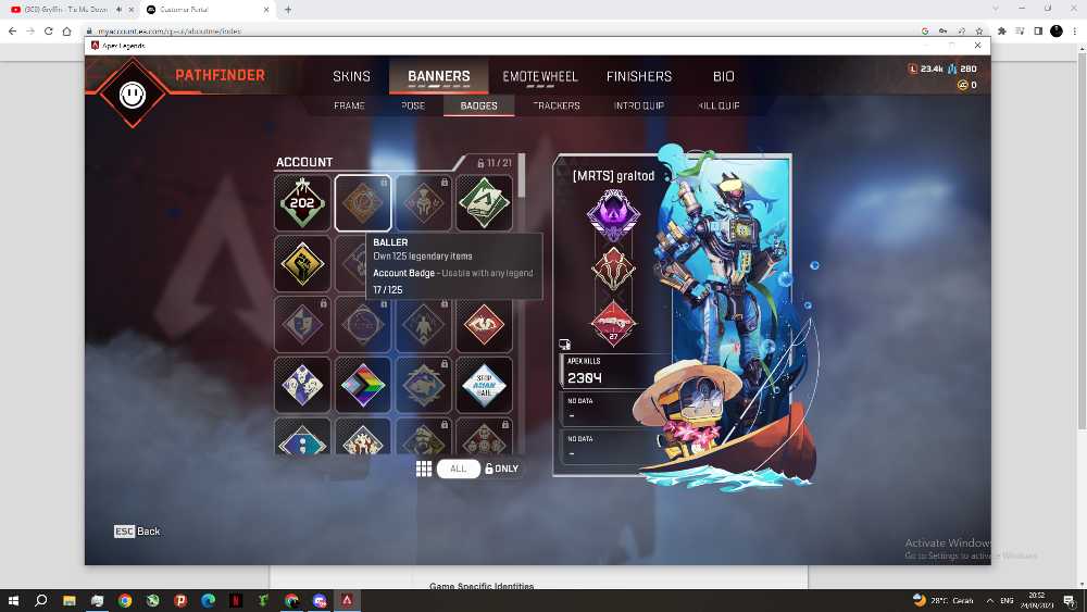 PC LVL 200 RANK MASTER BADGE S17 PATHFINDER MAIN 2K KILLS BADGE ASSASIN+ FLATLINE BADGE + STEAM ...